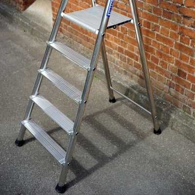 1m MAX Stability 4 Tread Aluminium Step Ladder - Anti-Slip DIY Platform