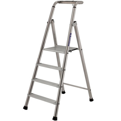 1m MAX STABILITY Platform Step Ladders 4 Tread Anti Slip Aluminium DIY ...