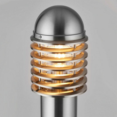 1m Outdoor Post Bollard Light Polished Steel Vandal Proof External ...