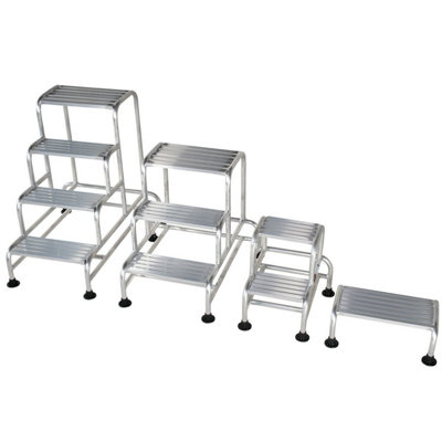 1m Tall Stable Steps Sturdy Aluminium Frame 500mm Wide 4 Tread Step ...
