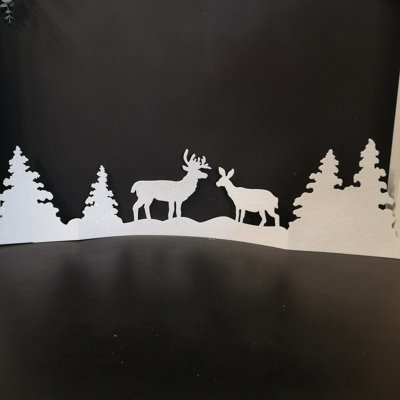 1m White Christmas Felt Border with Glittery Deer & Tree Design | DIY ...