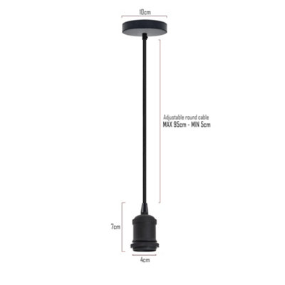 1m White Pendant Light Holder Hanging Lamp Socket with Adjustable Cable