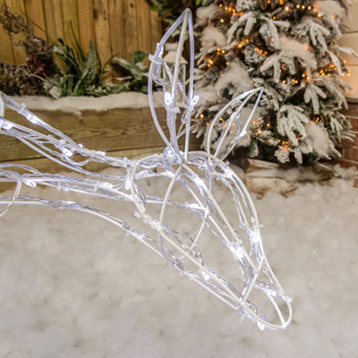 1M White Wire Light Up Christmas Reindeer Mother & Baby with 250 Warm ...