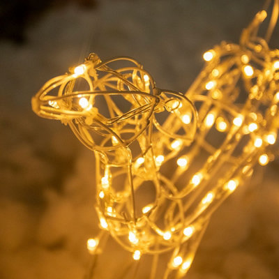1M White Wire Light Up Christmas Reindeer Mother & Baby with 250 Warm ...
