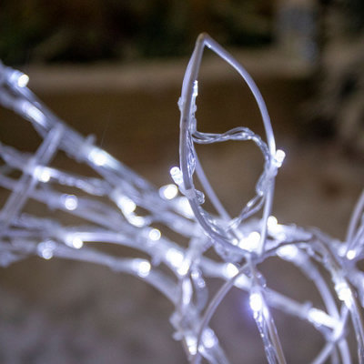 1M White Wire Light Up Christmas Reindeer Mother & Baby with 250 Warm ...