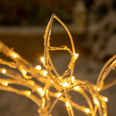 1M White Wire Light Up Christmas Reindeer Mother & Baby with 250 Warm ...