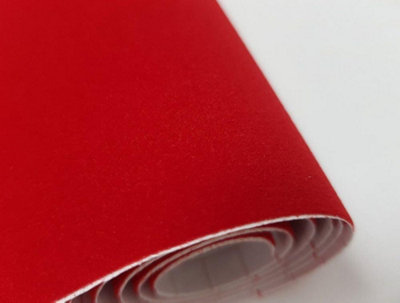 1m x 45cm Red Velour Plain Vinyl Film Wrap Sticky Back Plastic Self ...