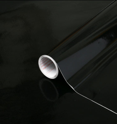 1m x 67.5cm Black Glossy Vinyl Film Wrap Sticky Back Plastic Self ...