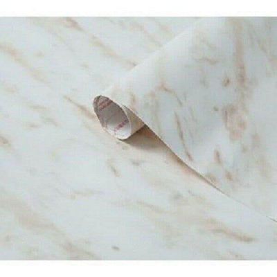 1m x 67cm Beige Carrara Marble Sticky Back Plastic Self Adhesive Vinyl ...