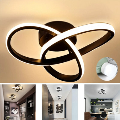 1PC Black bedroom ceiling light, LED ceiling light, dimmable, modern ...