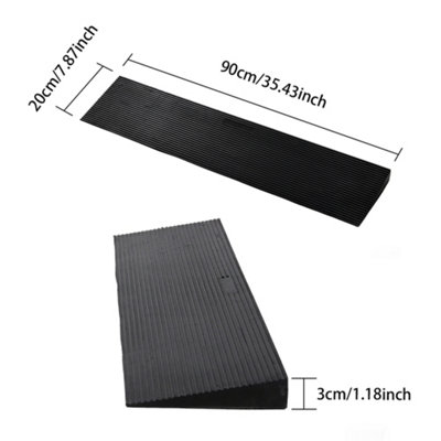 1Pc Weather Resistant Rubber Kerb Ramp 90cm(W) x 20cm(D) x 3cm(H)