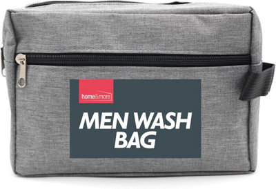 1pk Grey Mens Wash Bag, Waterproof Toiletry Organiser with Handle ...