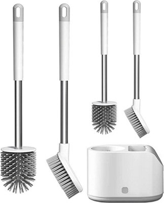 1SET Toilet Brush with Ventilated Holder with Silicone and Bristle ...