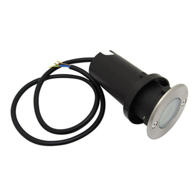 1w LED Recessed Outdoor Ground Light Round Blue Brushed Chrome Walkover ...