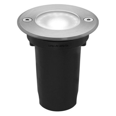 1w LED Recessed Outdoor Ground Light Round Cool White Brushed Chrome ...