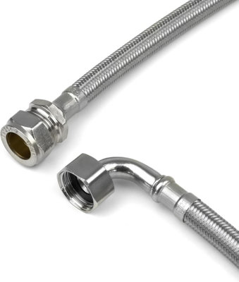 1x 1/2" ELBOW (Angled) BSP x 15mm Compression (500mm long) WRAS ...