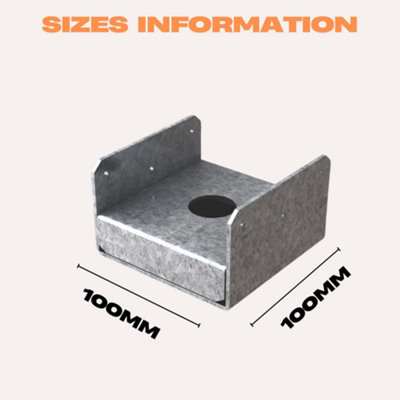 1x 100 x 100mm Galvanized Bolt Down Post Supports for Decking Post Base