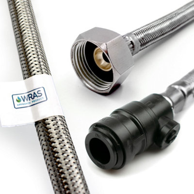 1x 15mm Push-Fit with Isolation Valve x 3/4" BSP (900mm long) WRAS ...