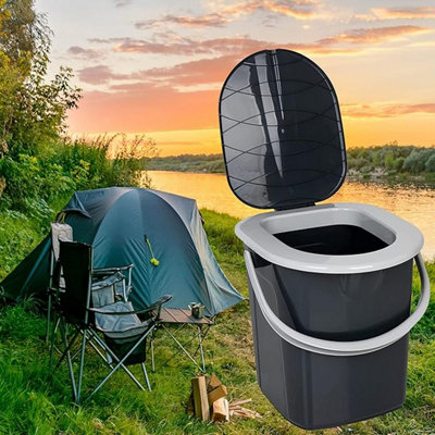 1x 22 Litre Large Outdoor Compact Portable Lightweight Camping Toilet ...