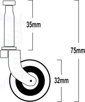 1x ANTIQUE BRASS CASTOR & SOCKET PUSH IN CASTORS 32mm ANTIQUE BRASS ...