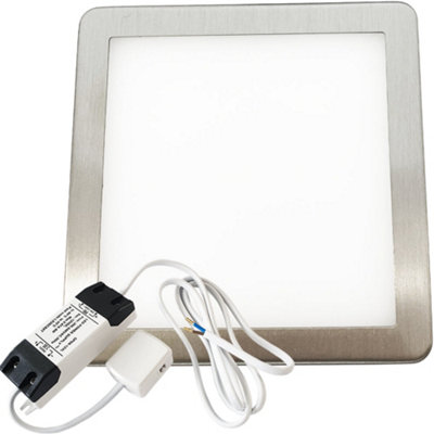 1x BRUSHED NICKEL Ultra-Slim Square Under Cabinet Kitchen Light & Driver Kit - Warm White ...