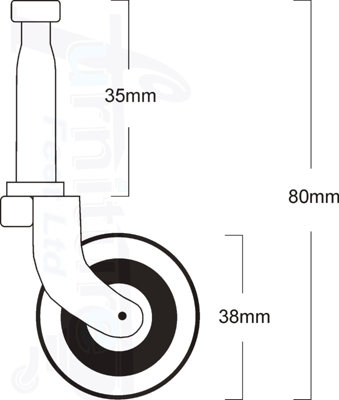 1x CHROME CASTOR & SOCKET 32mm PUSH IN CASTORS. CHROME GRIP NECK ...
