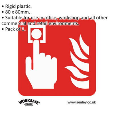 1x FIRE ALARM SYMBOL Health & Safety Sign - Rigid Plastic 80 x 80mm Warning