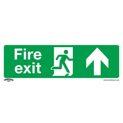 1x FIRE EXIT (UP) Health & Safety Sign - Rigid Plastic 300 x 100mm ...