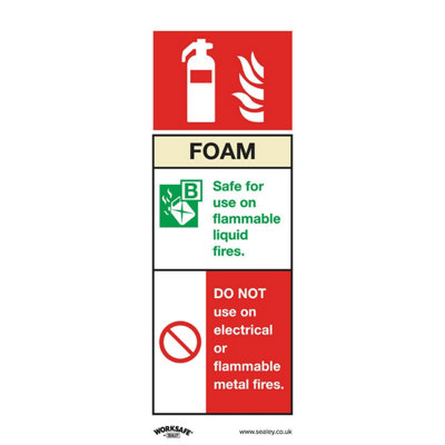 1x FOAM FIRE EXTINGUISHER Safety Sign - Rigid Plastic 75 x 210mm ...