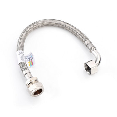 1x Home Range 1/2" ELBOW (Angled) BSP x 15mm Compression (300mm long ...