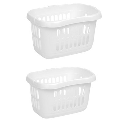 1x Ice White Large Plastic Hipster Laundry Baskets For Laundry Rooms