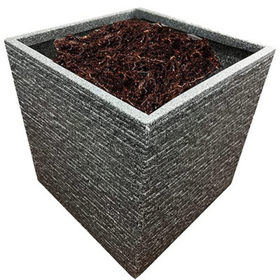 1x Large Square Slate Effect Planter For Garden Indoor & Outdoor Patio ...