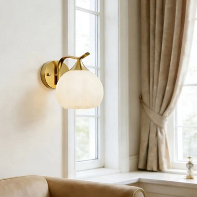 1x Modern LED Wall Sconce with Milky White Globe Glass Shade