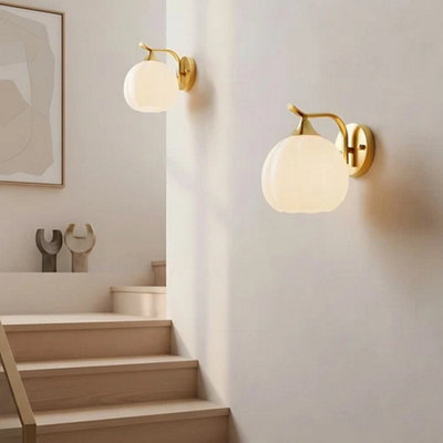 1x Modern LED Wall Sconce with Milky White Globe Glass Shade