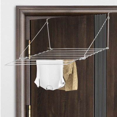 1x Over Door Utility Dryer Clothes Airer 7m Metal Laundry Towel Rail ...