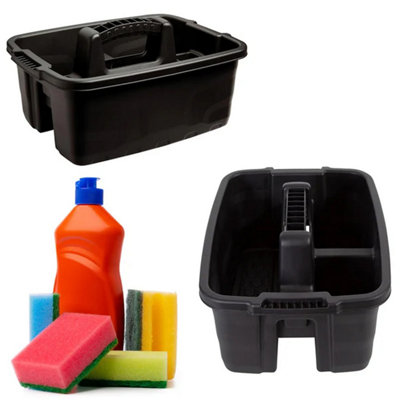 1x Plastic Kitchen Caddy Black Storage Organiser For Utensils Sponges ...