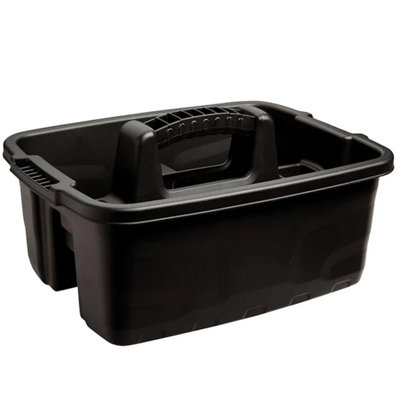1x Plastic Kitchen Caddy Black Storage Organiser For Utensils Sponges ...