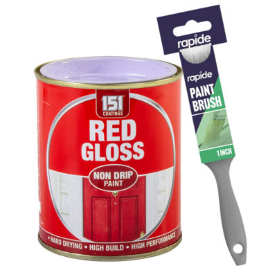 1X - RED GLOSS NON-DRIP PAINT 300ML + PAINT BRUSH
