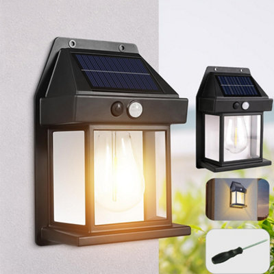 1x Solar Motion Sensor Wall Lights Lantern Outdoor Garden Security Fence Lamp
