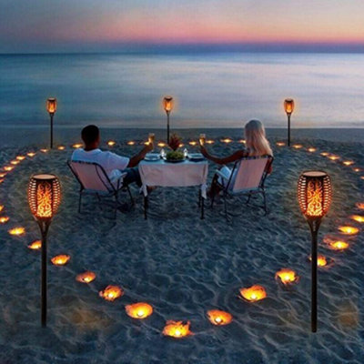 1x Solar Powered Waterprrof Outdoor Garden Dancing Flickering Flame ...