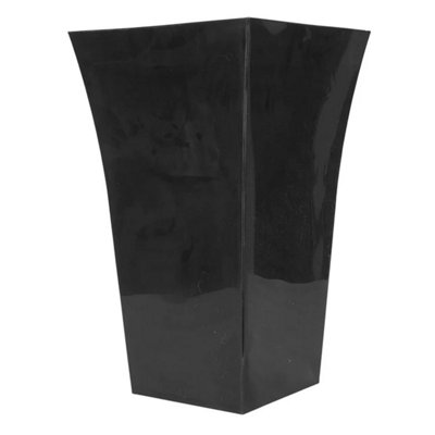 1x Tall Black Milano Shiny Gloss Finish Plastic Flower Planter For Home ...