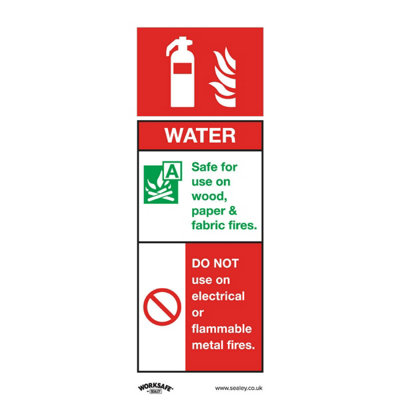 1x WATER FIRE EXTINGUISHER Safety Sign - Self Adhesive 75 x 210mm ...