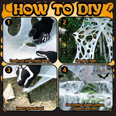 1x6M Halloween Spider Web Decoration-Stretchable Halloween Cobwebs ...