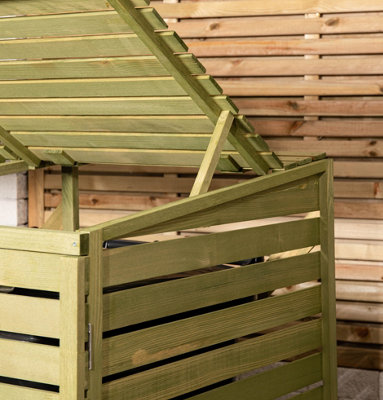 2.02m x 1.22m Large Wooden Outdoor Garden Triple Wheelie Bin Store ...