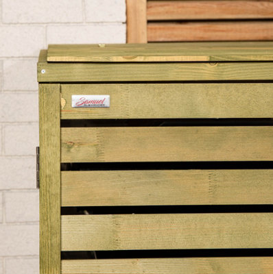 2.02m x 1.22m Large Wooden Outdoor Garden Triple Wheelie Bin Store ...
