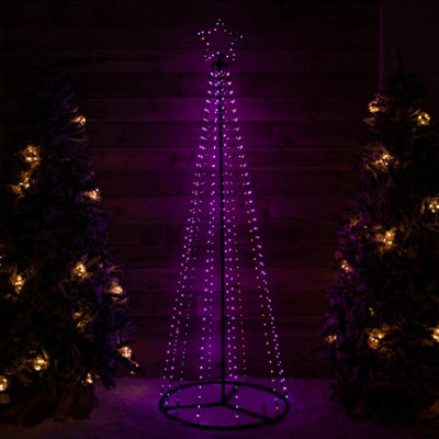 2.1m Light up Christmas Pyramid Cone Tree with 580 Multi-Action Rainbow ...