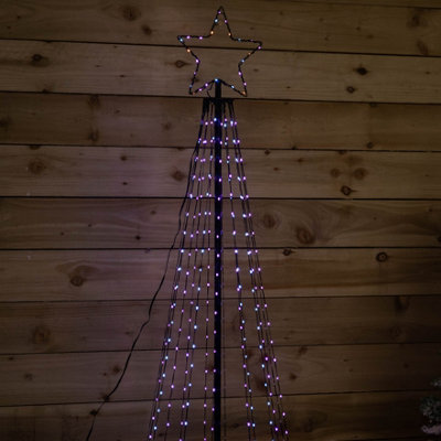 2.1m Light up Christmas Pyramid Cone Tree with 580 Multi-Action Rainbow ...