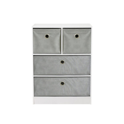 2+2 Cube Storage Unit with 4 x Grey storage boxes | DIY at B&Q