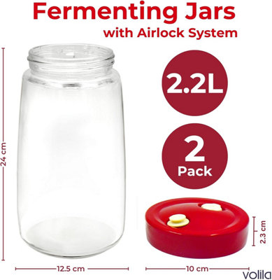 2.2L Fermentation Jars with Airlock - 2 Pack for Kimchi, Kombucha ...