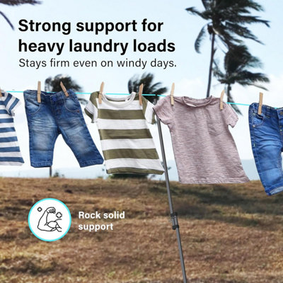 2.2M Extra Heavy Duty Washing Line Prop Pole Outdoor Galvanised ...